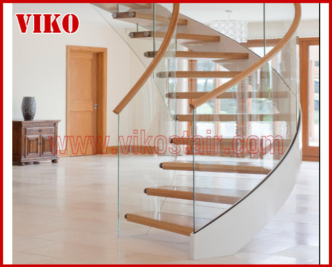 Floating Staircase VK36S Floating Stair Tempered GlassLED Light strip, Stringer: 5mm+5mm(Thickness), Dia 6mm Steel Cable