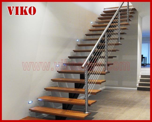 Steel Cable Stair VK72SC Handrail 304 Stainless Steel  Aluminum Baluster  Treed Beech Glass Carbon Steel Powder-coate