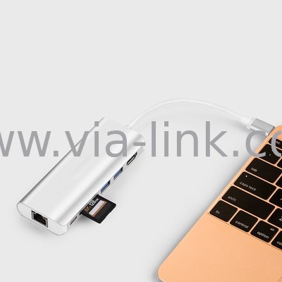 USB C Hub Adapter with 100W Power Delivery Ethernet Port SD Card Reader 4K  USB 3.0 Ports for Type C Windows Laptops