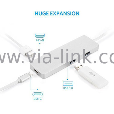 2018 Latest Aluminum Alloy Portable USB Hub 3.1 High Speed Type C PD Powered USB Hub For Charger