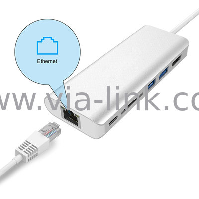 USB C Hub Adapter with 100W Power Delivery Ethernet Port SD Card Reader 4K  USB 3.0 Ports for Type C Windows Laptops