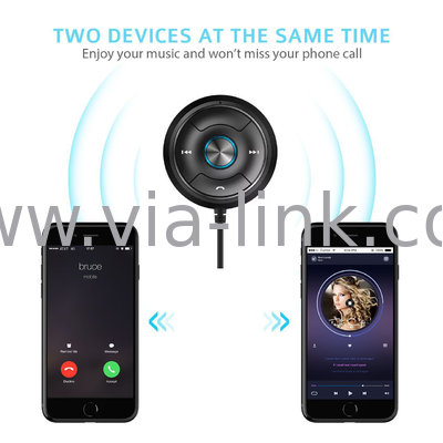 Via-Link Bluetooth Car Kit Hands-Free Wireless Talking & Music Streaming Receiver with Dual Port USB Car Charger
