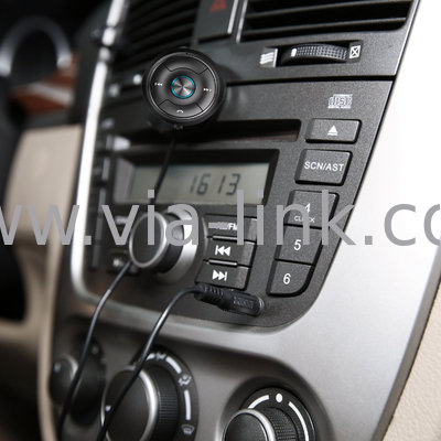 Bluetooth Receiver Car Kit with 2 Ports USB Car Charger Magnetic Base& Built-In Microphone for iPhones Samsung Phones