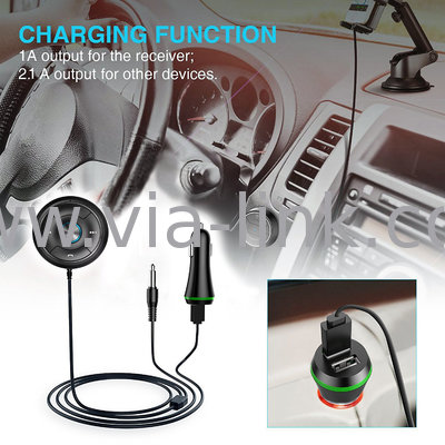 2018 wholesale wireless Bluetooth car kit aux adapter car mp3 fm transmitter aux Bluetooth music receiver