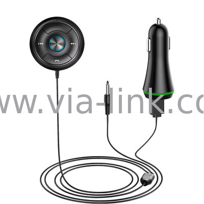 2018 wholesale wireless Bluetooth car kit aux adapter car mp3 fm transmitter aux Bluetooth music receiver