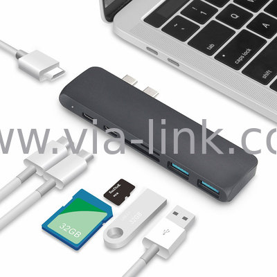 Type C Hub MAC Pro Adapter Dongle for 2016/2017 MacBook Pro 13”&15”,USB-C Adapter with 4K  PD Charger Port