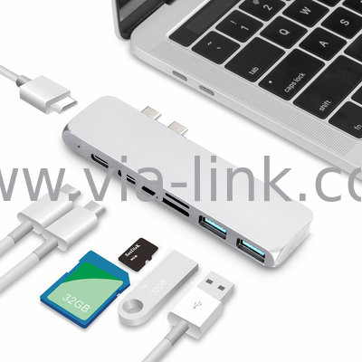 Type C Hub MAC Pro Adapter Dongle for 2016/2017 MacBook Pro 13”&15”,USB-C Adapter with 4K  PD Charger Port