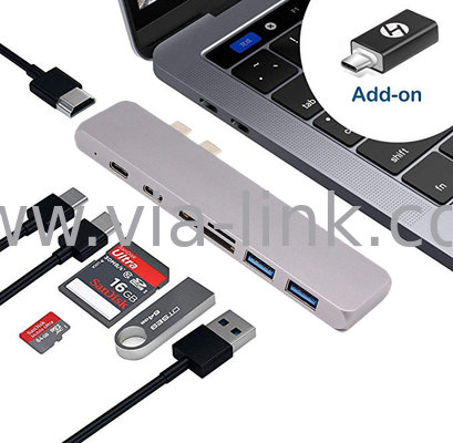 USB C Hub Macbook Pro  Thunderbolt 3 Dock Aluminum USB Hub for 2016/2017 MacBook Pro 13" & 15" 4K  USB data