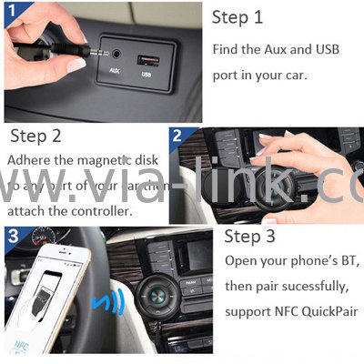 Bluetooth 4.1 Hands-free car stereo Audio Adapter Aux Bluetooth Car Kit
