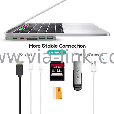 Dual USB-C Card Reader/ Hub EXCLUSIVELY for Apple Macbook Pro 2016 - 40GB/S Thunderbolt 3 (TB3) port