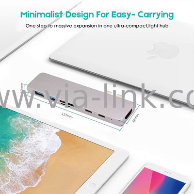 Dual USB-C Card Reader/ Hub EXCLUSIVELY for Apple Macbook Pro 2016 - 40GB/S Thunderbolt 3 (TB3) port