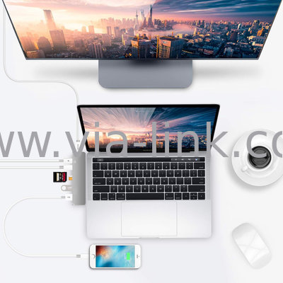 Dual USB-C Card Reader/ Hub EXCLUSIVELY for Apple Macbook Pro 2016 - 40GB/S Thunderbolt 3 (TB3) port