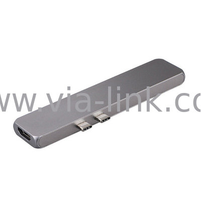Dual USB-C Card Reader/ Hub EXCLUSIVELY for Apple Macbook Pro 2016 - 40GB/S Thunderbolt 3 (TB3) port