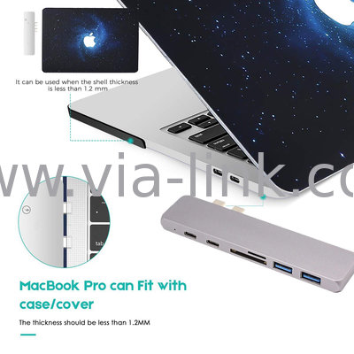 Type-C USB-C Hub Adapter For MacBook Pro SD/Micro SD CardReader Dual USB 3.0 Polt and  Type-C USB3.1 hub