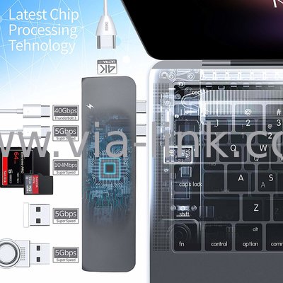 Type-C USB-C Hub Adapter For MacBook Pro SD/Micro SD CardReader Dual USB 3.0 Polt and  Type-C USB3.1 hub