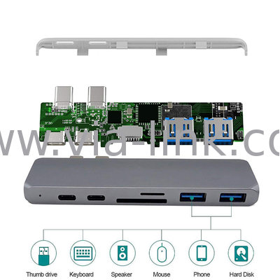 USB Type-C HUB Adapter, 7-in-1 Multi Port Dongle for 2016 and Later MacBook Pro 13” and 15” with 4K , Thunderbolt 3