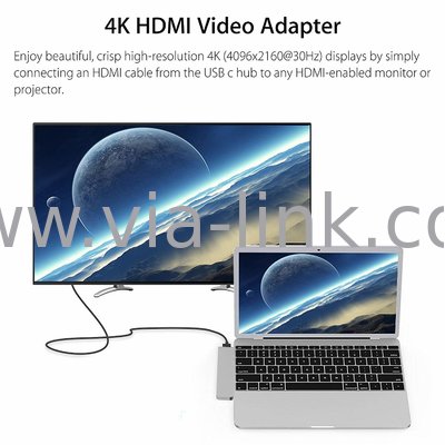 Multifunction Thunderbolt 3 USB-C Hub for MacBook Pro USB-C Adapter with Type C PD Charging Port HD HUB