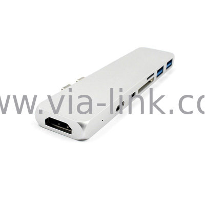 Multifunction Thunderbolt 3 USB-C Hub for MacBook Pro USB-C Adapter with Type C PD Charging Port HD HUB