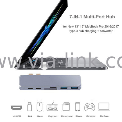 Newest Type-C USB C Hub Macbook Pro  Thunderbolt 3 Dock, HomeSpot Aluminum USB Hub for 2016/2017/2018 MacBook Pro