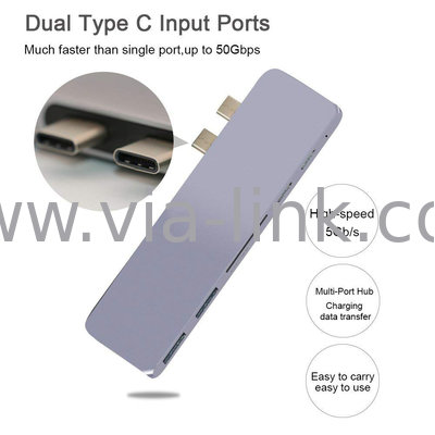 Multifunction Thunderbolt 3 USB-C Hub for MacBook Pro USB-C Adapter with Type C PD Charging Port HD HUB