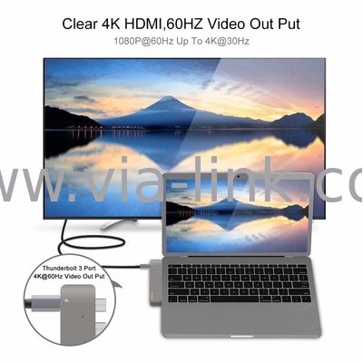 Portable Double Type-C hub adapter 4K  hub + card reader + PD charge 4K HD MacBook converter
