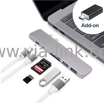 USB C Hub Type C Adapter, Compatible with MacBook Pro 2016/2017/2018 13"15" 40Gbs Thunderbolt 3,Type C Data Port,4K 