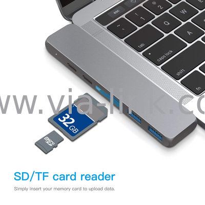 USB C Hub Type C Adapter, Compatible with MacBook Pro 2016/2017/2018 13"15" 40Gbs Thunderbolt 3,Type C Data Port,4K 