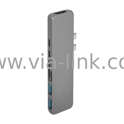 7-in-1 USB C Hub for MacBook Pro PC w USB-C Port USB-C 40Mbps100W Power Delivery USBC 5Gbps Data 4K  TF/SD card read