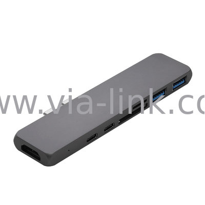 7-in-1 USB C Hub for MacBook Pro PC w USB-C Port USB-C 40Mbps100W Power Delivery USBC 5Gbps Data 4K  TF/SD card read