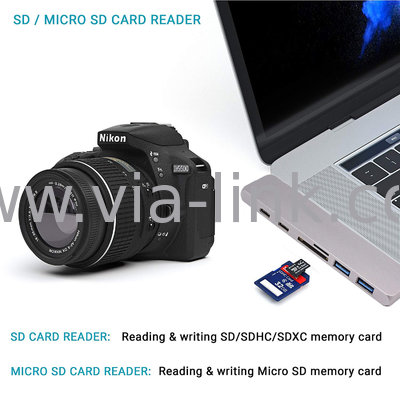 7in1 USB-C Hub Dual Adapter Multiport Card Reader 4K  Type-C For MacBook Pro Dual USB-C PD 3.0 Type-C SD Thunder