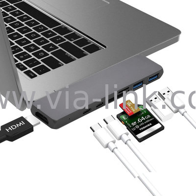 7 in 1 Type C Hub USB-C to 3 Port USB 3.0 Hub 1 Port HDM I USB C Hub with SD TF Card Reader