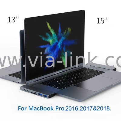 Thunderbolt 3 dual usb-c hub with SD Card reader for 2016 / 2017 / 2018MacBook Pro USB-C adapter