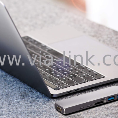 Amazon 2018 Aluminum Thunderbolt 3 USB-C Hub USB Driver 7 Ports Dual Type C Hub 4K Type C 100W PD charging