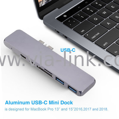 Multi Function 6 in 1 USB 3.0 Mini Adapter Hub Type-C USB3.0 USB-C Adapter Type C Hub
