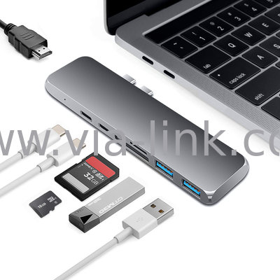 USB-C to Digital AV Portable Adapter with 40Gbps Thunderbolt 3,100W Power Delivery,4K ,2 USB 3.0,SD/Micro SD Card