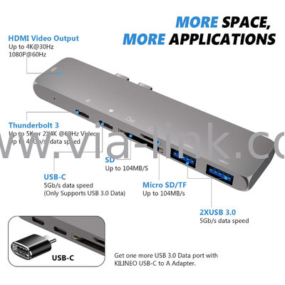 New product USB-C Hub 7 in 1 thunderbolt 3 usbc Docking station hub for 2016 2017 2018 macbook pro adapter HUB
