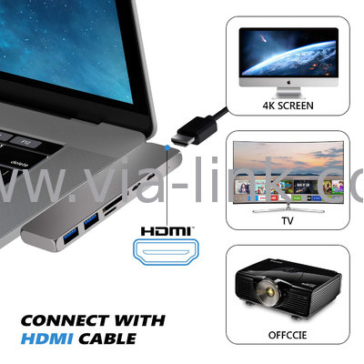 New product USB-C Hub 7 in 1 thunderbolt 3 usbc Docking station hub for 2016 2017 2018 macbook pro adapter HUB