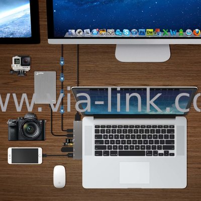 New product USB-C Hub 7 in 1 thunderbolt 3 usbc Docking station hub for 2016 2017 2018 macbook pro adapter HUB
