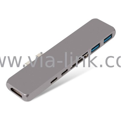 7 in 1 Thunderbolt 3 Type C USB C USB 3.1 Hub Docking to 4K +USB3.0*2+Type C*2+SD/Micro card reader adapter