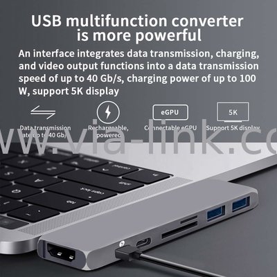 7 in 1 Dual USB to  Hub For MacBook Pro 2018 with video thunderbolt 3 card reader pd charging and USB 3.0 ports
