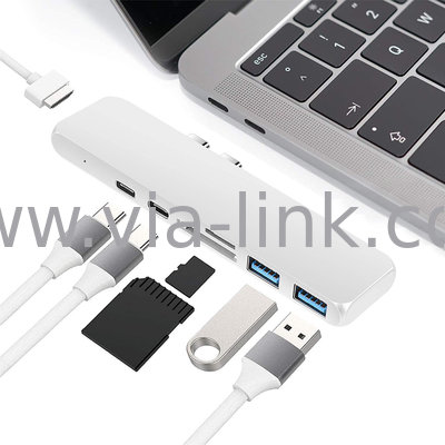 7-in-1 USB C Hub for 2016/2017/2018 MacBook Pro 13” and 15”,USB C Adapter with 40Gbs Thunderbolt 3,4k @30Hz
