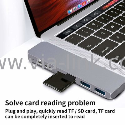 7-in-1 USB C Hub for 2016/2017/2018 MacBook Pro 13” and 15”,USB C Adapter with 40Gbs Thunderbolt 3,4k @30Hz
