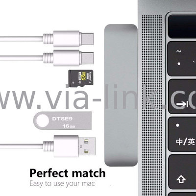 6 in 1 Type C Adapter with Thunderbolt 3 5K@60Hz,40Gbs Thunderbolt 3,PD Charging,SD/Micro Card Reader for Macbook Pro