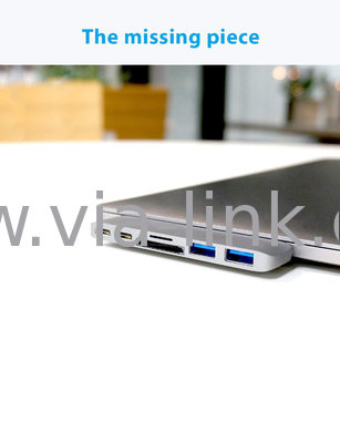 6 in 1 Multi-Port Dual Type C Adapter with USB-C Thunderbolt 3 PD and Data Transfer Port,2X USB 3.0 Ports,SD card reader