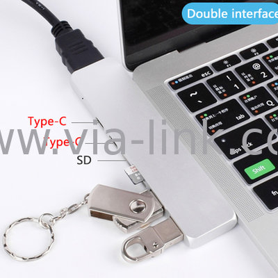 2018 Aluminum Thunderbolt 3 USB-C Hub USB Driver 7 Ports Dual Type C Hub 4K Type C Docking for MacBook Pro 13''15'
