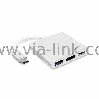 Aluminum 3 in 1 USB C Hub Adapter to  4K USB 3.0 Thunderbolt 3 Port Type C Hub Adapter Digital Multiport Converter