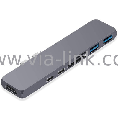 USB C HUB Adapter USB C Thunderbolt 3 Hub Adapter MacBook Pro 13 15 Inch 2016 2017 2018 7 in 1 Multi Port Micro SD Card