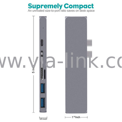 USB C HUB Adapter USB C Thunderbolt 3 Hub Adapter MacBook Pro 13 15 Inch 2016 2017 2018 7 in 1 Multi Port Micro SD Card