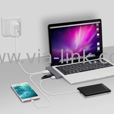 USB C HUB Adapter USB C Thunderbolt 3 Hub Adapter MacBook Pro 13 15 Inch 2016 2017 2018 7 in 1 Multi Port Micro SD Card