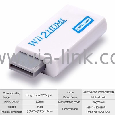 Wii to  Converter Adapter with 3,5mm Audio Jack and  Output for Nintendo wii2